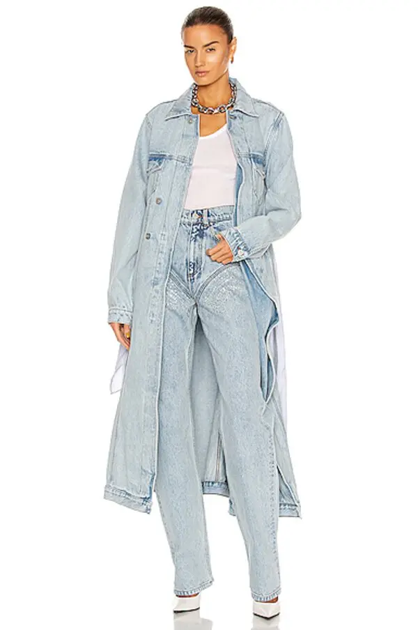Y/Project Crystal Rhinestone Straight In Denim-Light - Ice Blue